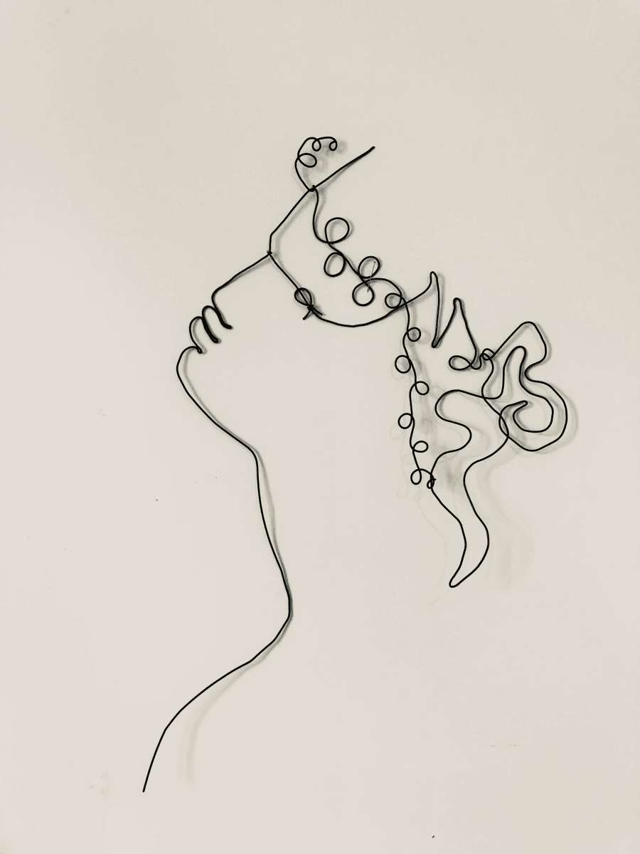 Portrait en fil de fer 35 cm • Marie-George Sy, Art & Fer en Fil